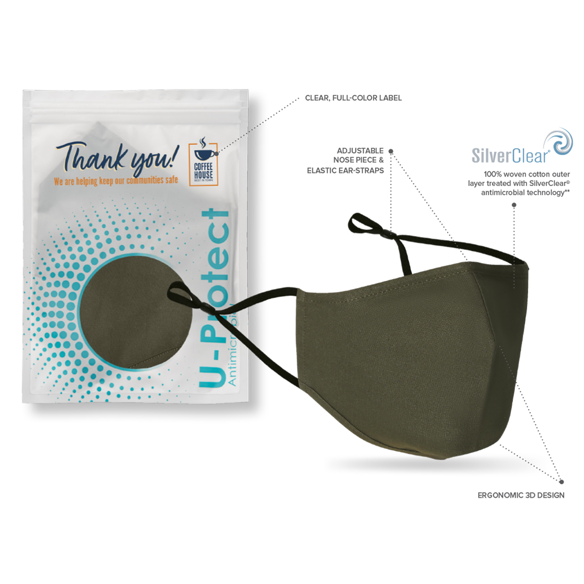 Urban Premium Antimicrobial Mask with Optional Zip-Seal Pouch - Printix